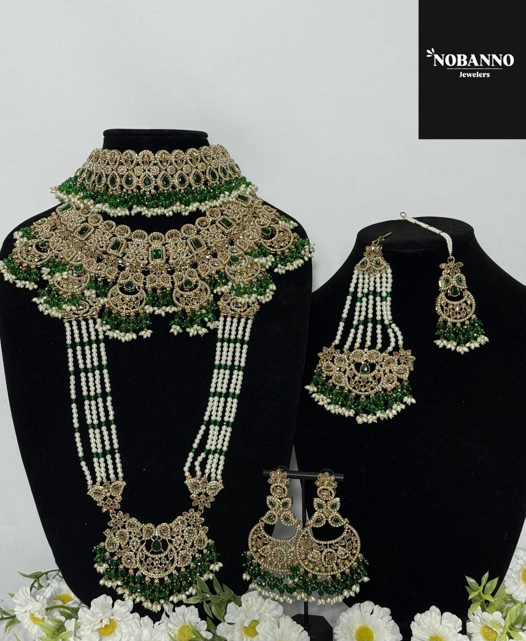 Handcrafted Kundan Polki Bridal Jewelry Set: 7-piece Indian Wedding ...
