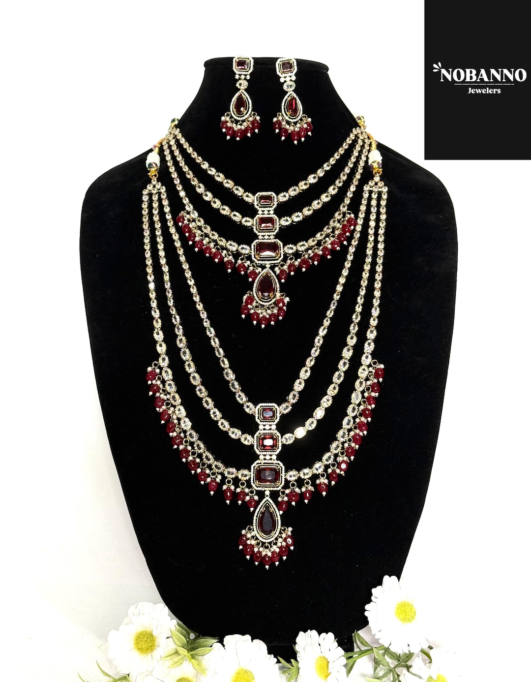 Handcrafted Victorian Bridal Jewelry Set: Stone Necklace & Earrings - Etsy