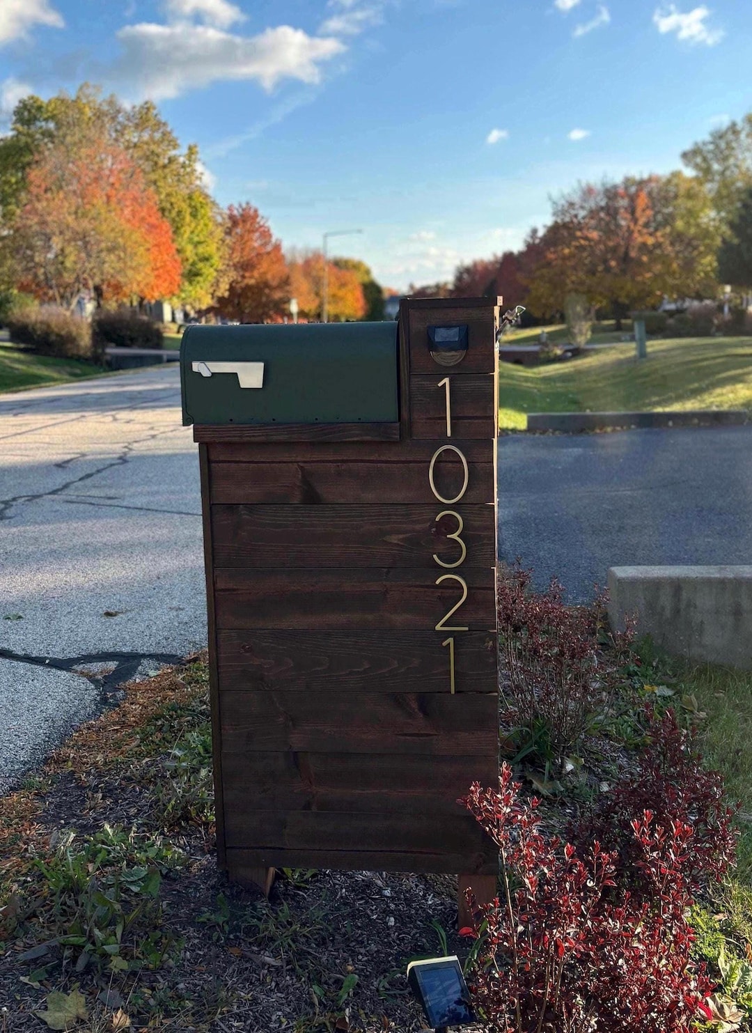 Modern Farmhouse Stained Cedar Mailbox Post With Custom Address Numbers ...
