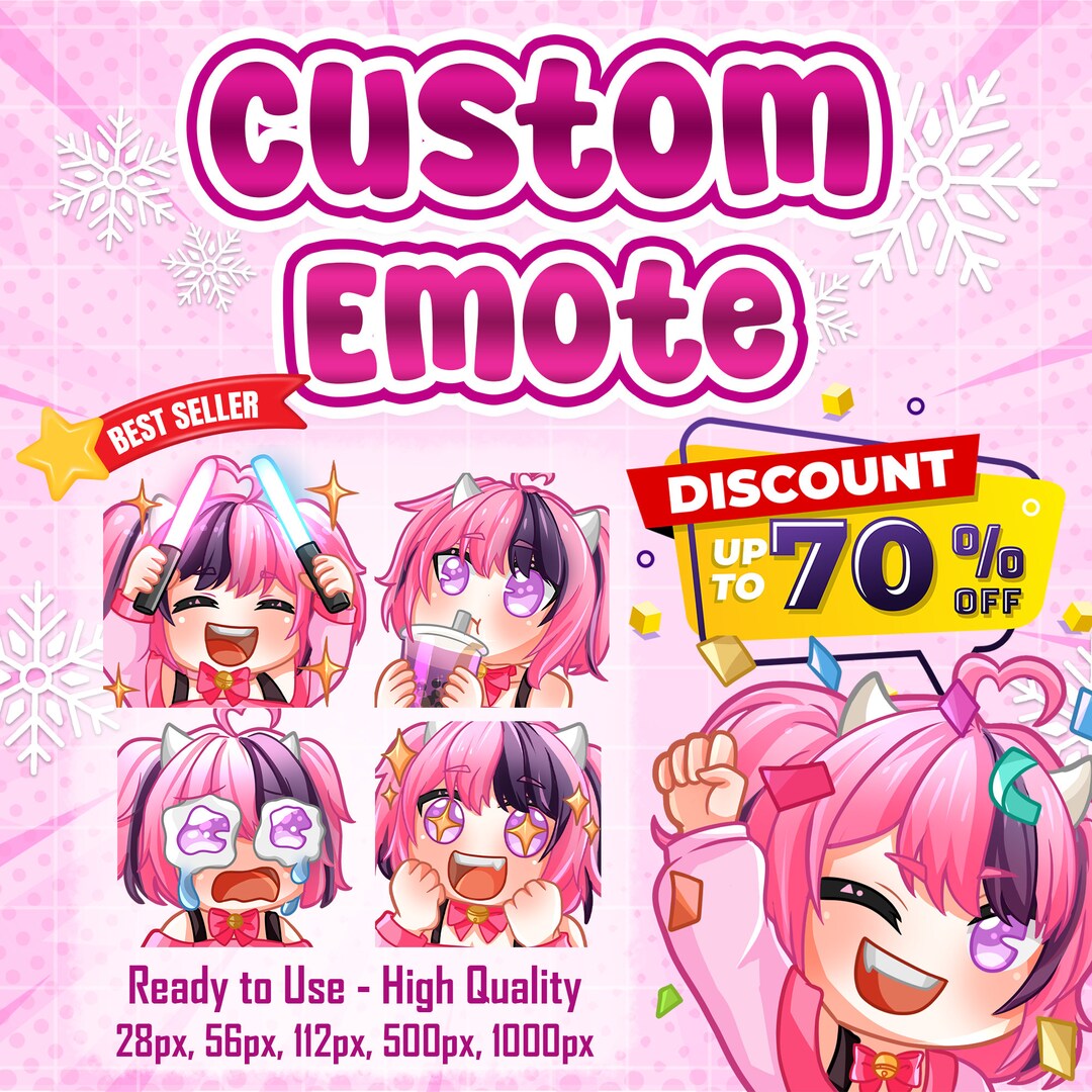 Custom Twitch Emotes or Kick Emote and Animated Emotes, Vtuber Cute ...