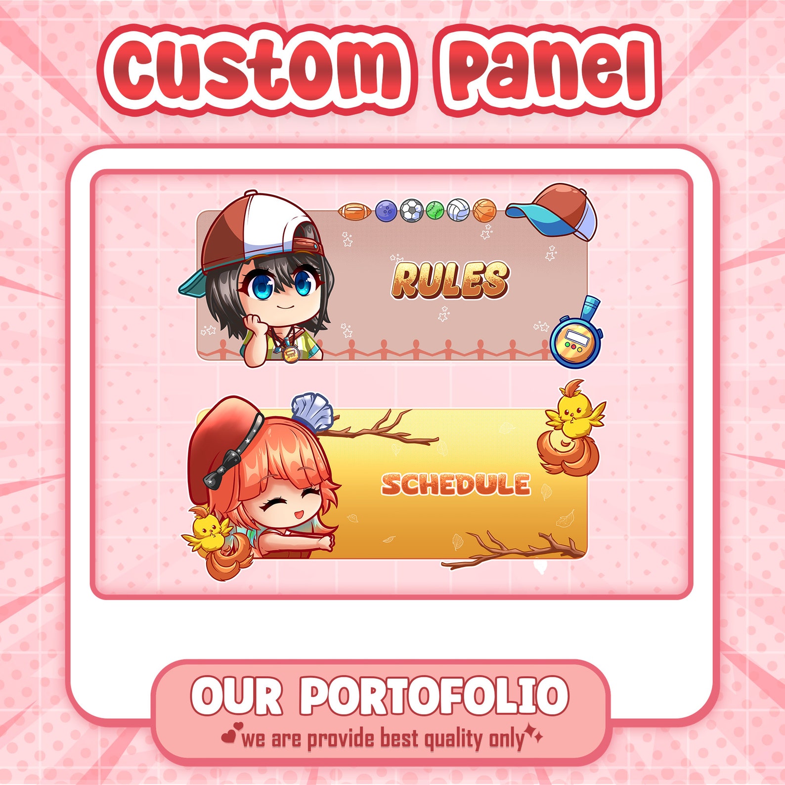 Custom Twitch Panels or Panel Twitch. Vtuber Panel, Pet Panel, Anime ...