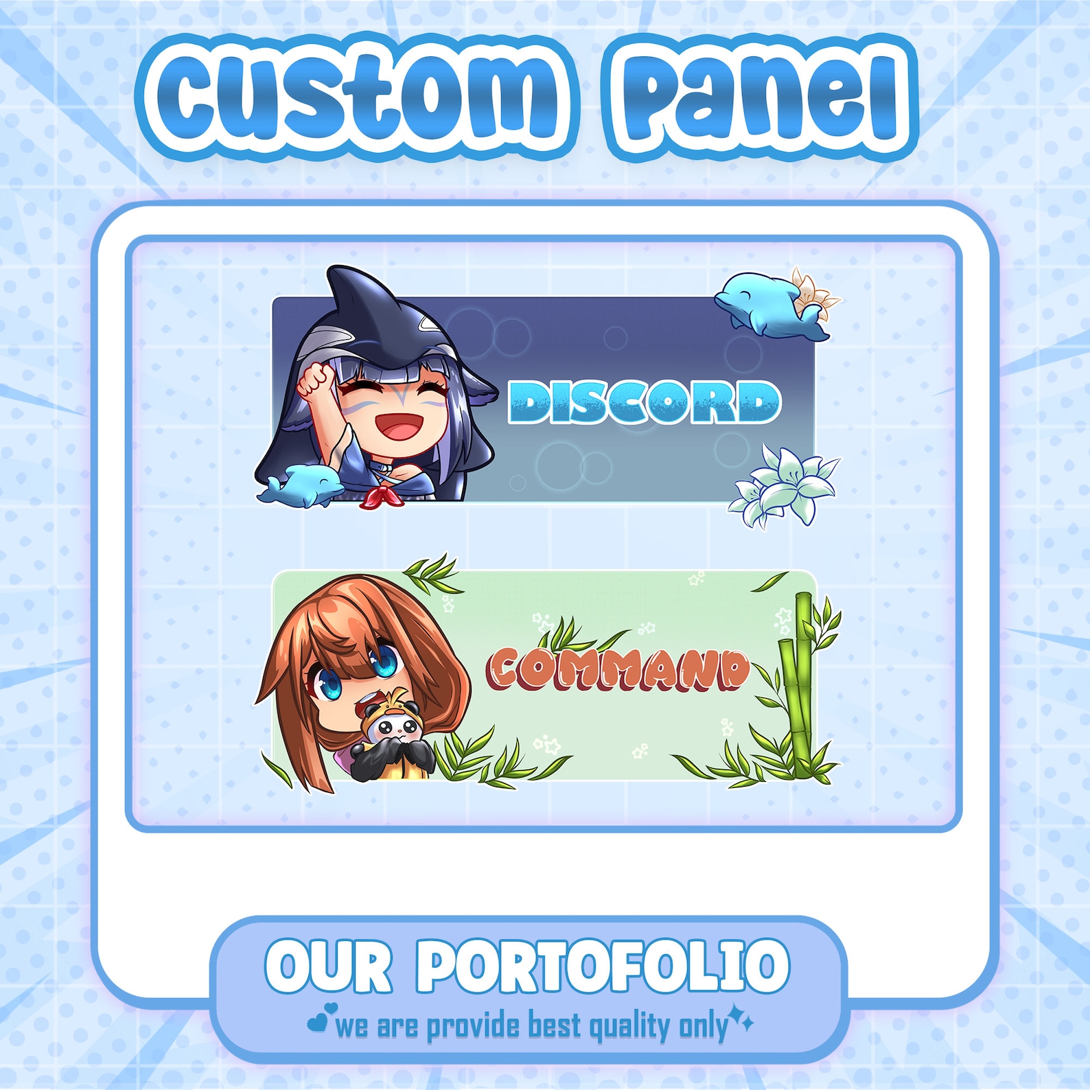 Custom Twitch Panels or Panel Twitch. Vtuber Panel, Pet Panel, Anime ...