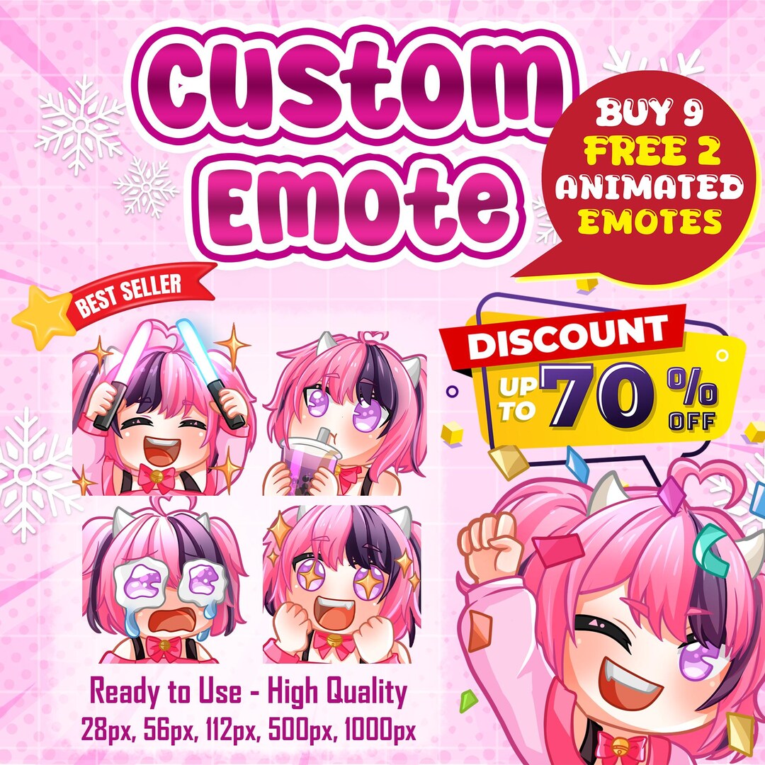 Custom Twitch Emotes or Kick Emote and Animated Emotes, Vtuber Cute ...
