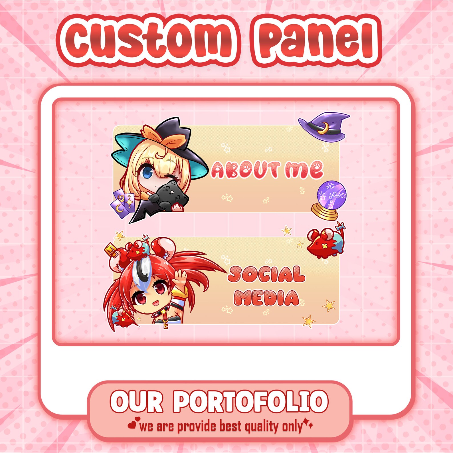 Custom Twitch Panels or Panel Twitch. Vtuber Panel, Pet Panel, Anime ...