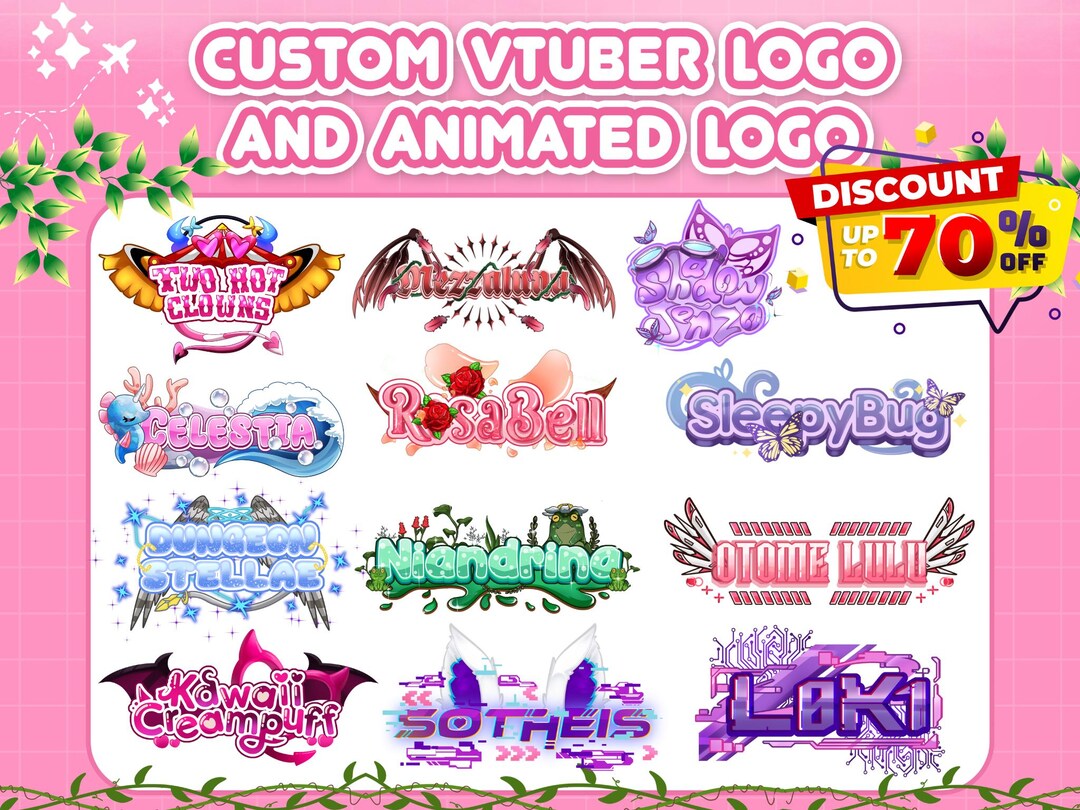 Custom Vtuber Logo Kawaii, Cute and Animated for Stream Twitch, Kick ...