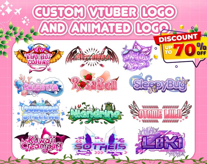 Custom Vtuber Logo Kawaii, Cute and Animated for Stream Twitch, Youtube ...