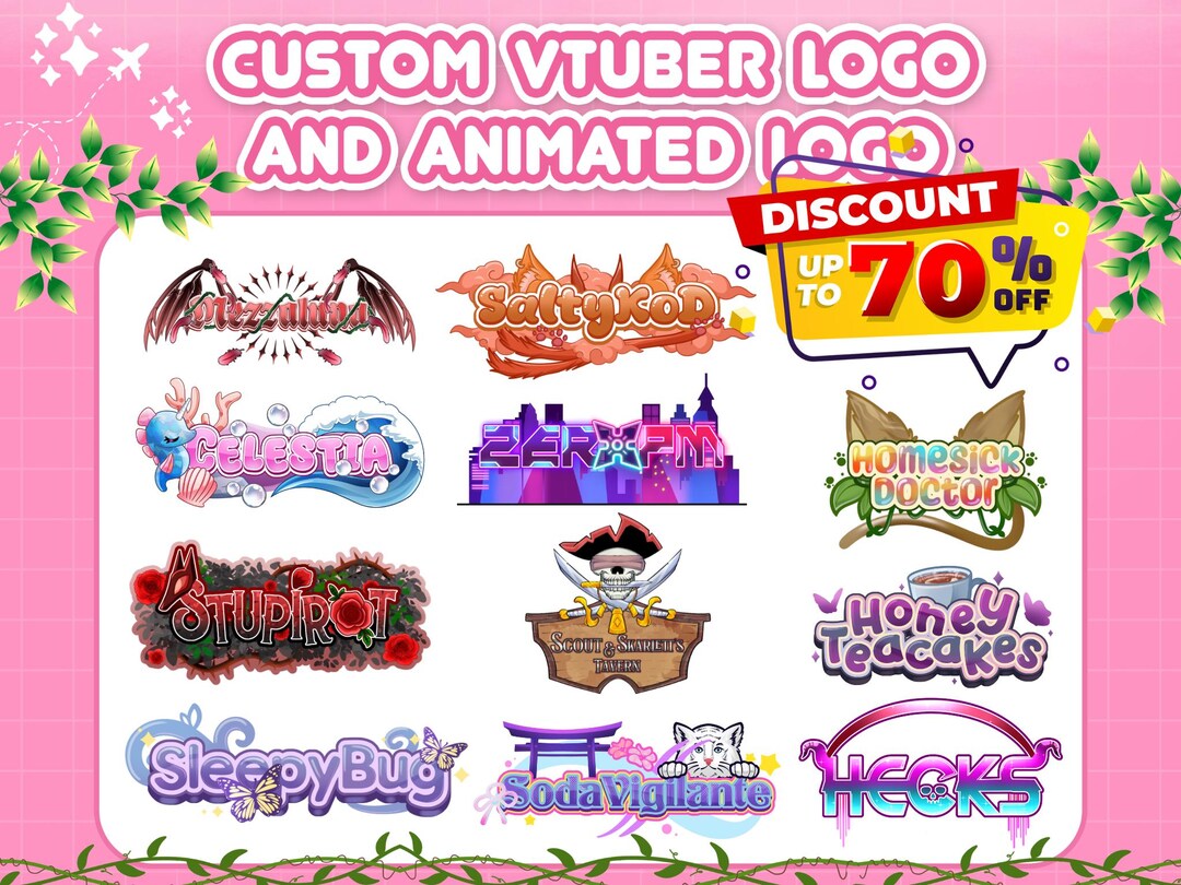 Custom Vtuber Logo Kawaii, Cute and Animated for Stream Twitch, Kick ...