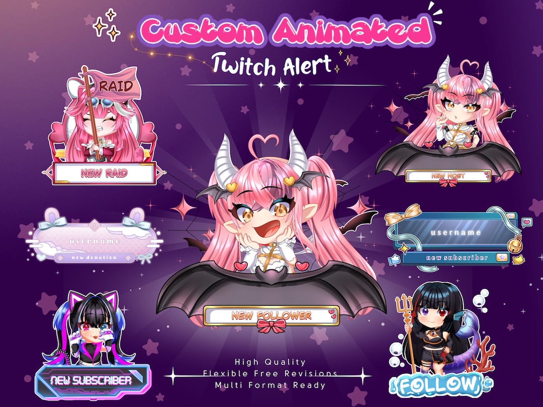 Custom Animated Chibi Alerts for Twitch | Cute Chibi Stream Alerts ...