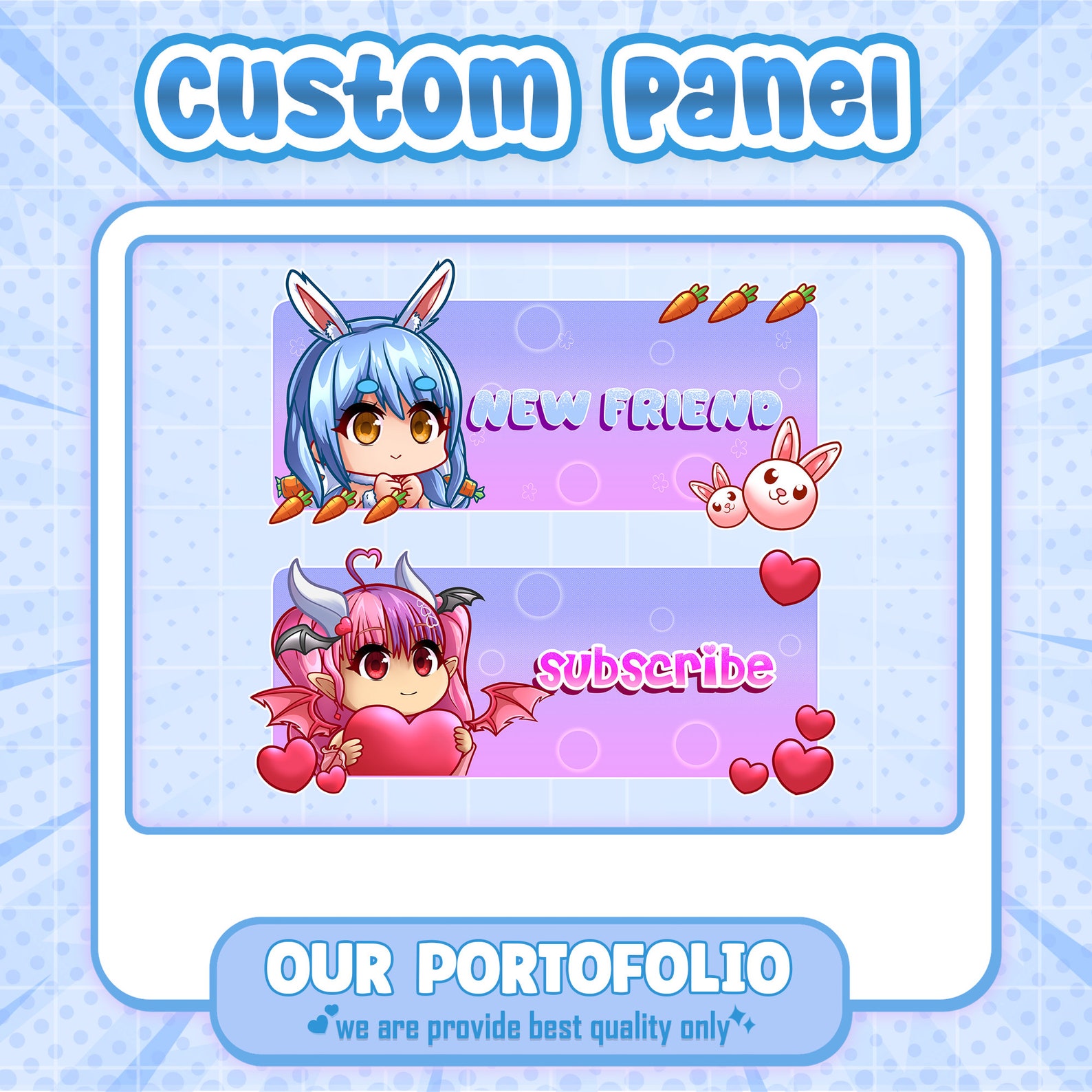 Custom Twitch Panels or Panel Twitch. Vtuber Panel, Pet Panel, Anime ...