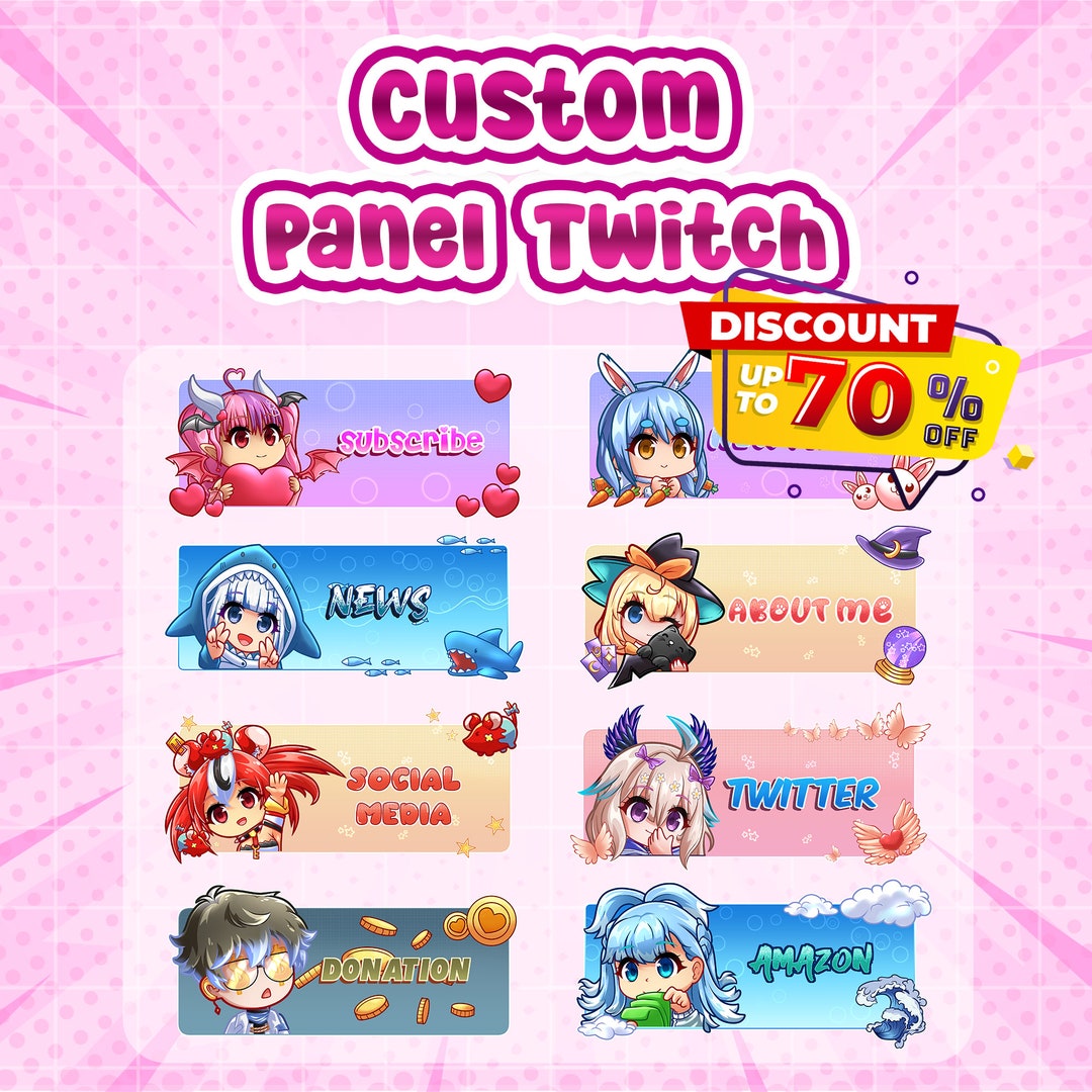 Custom Twitch Panels or Panel Twitch. Vtuber Panel, Pet Panel, Anime ...