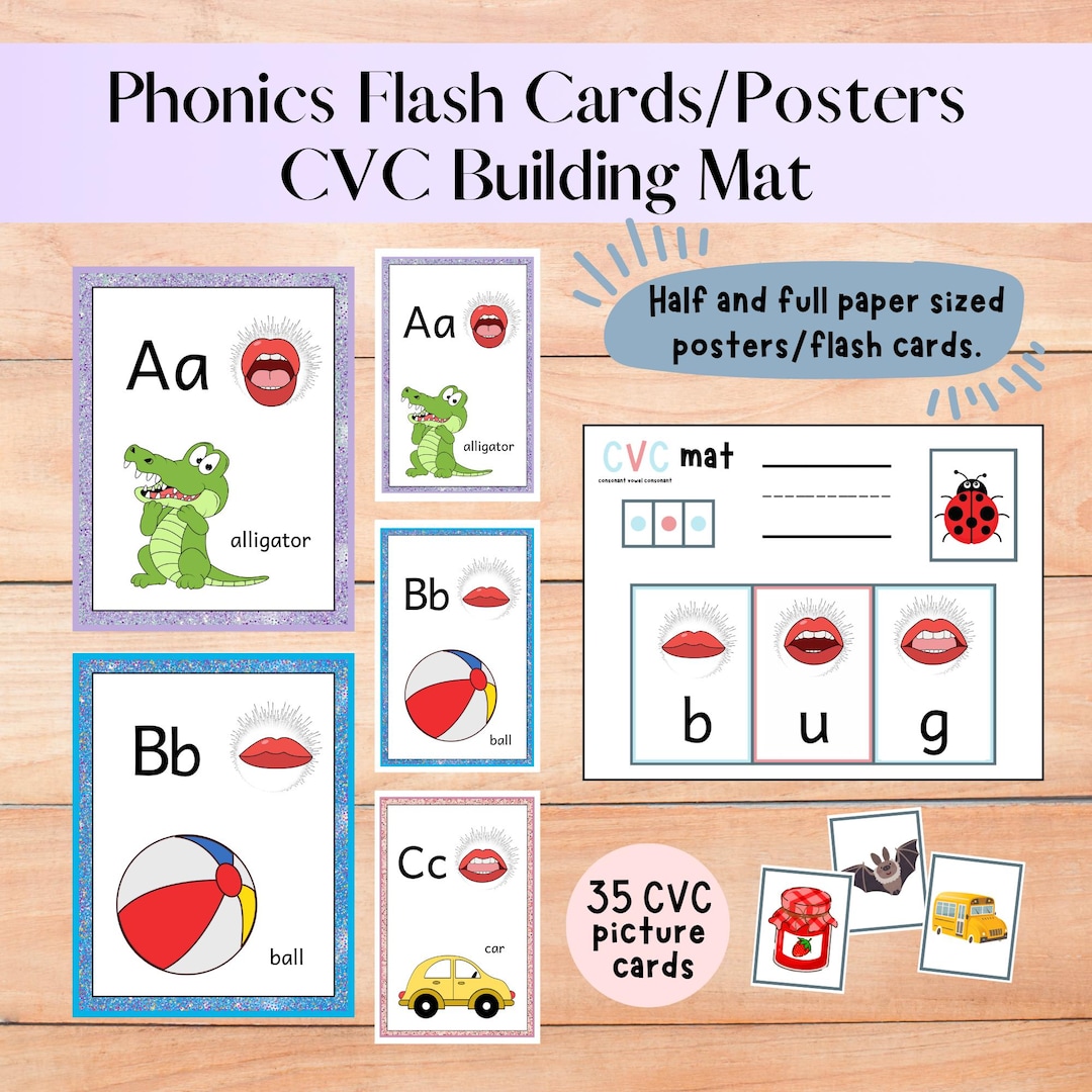 ABC Phonics Flash Cards/posters - Etsy