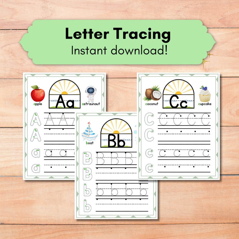Alphabet Tracing Worksheets (A-Z) - Etsy