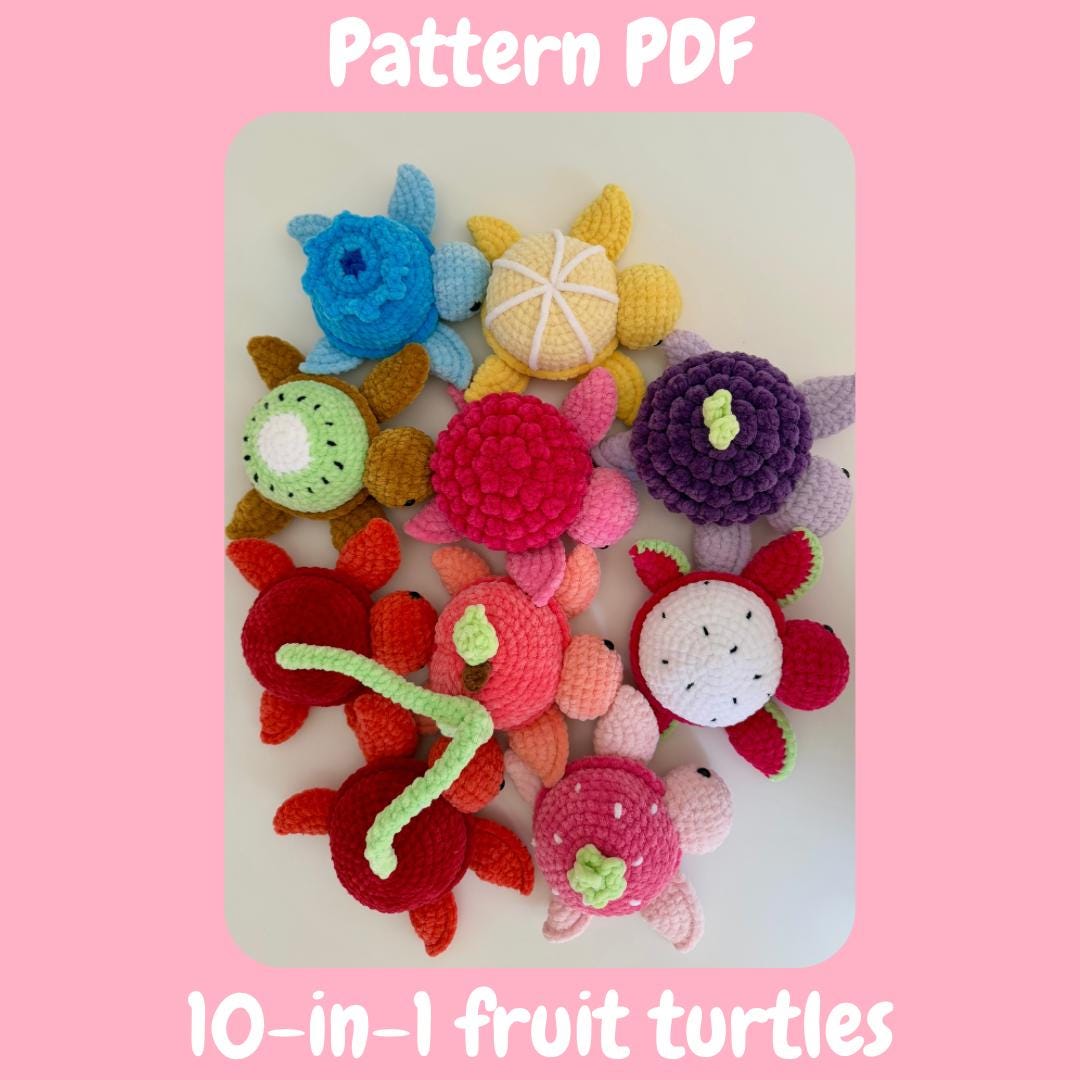 10-in-1 Fruit Turtle Crochet Pattern | Amigurumi PDF Tutorial | Kawaii ...