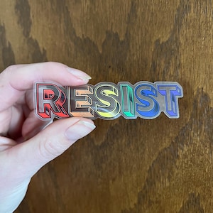 RESIST Rainbow TRANSPARENT Vinyl Sticker Quote Motivational Pride - Etsy