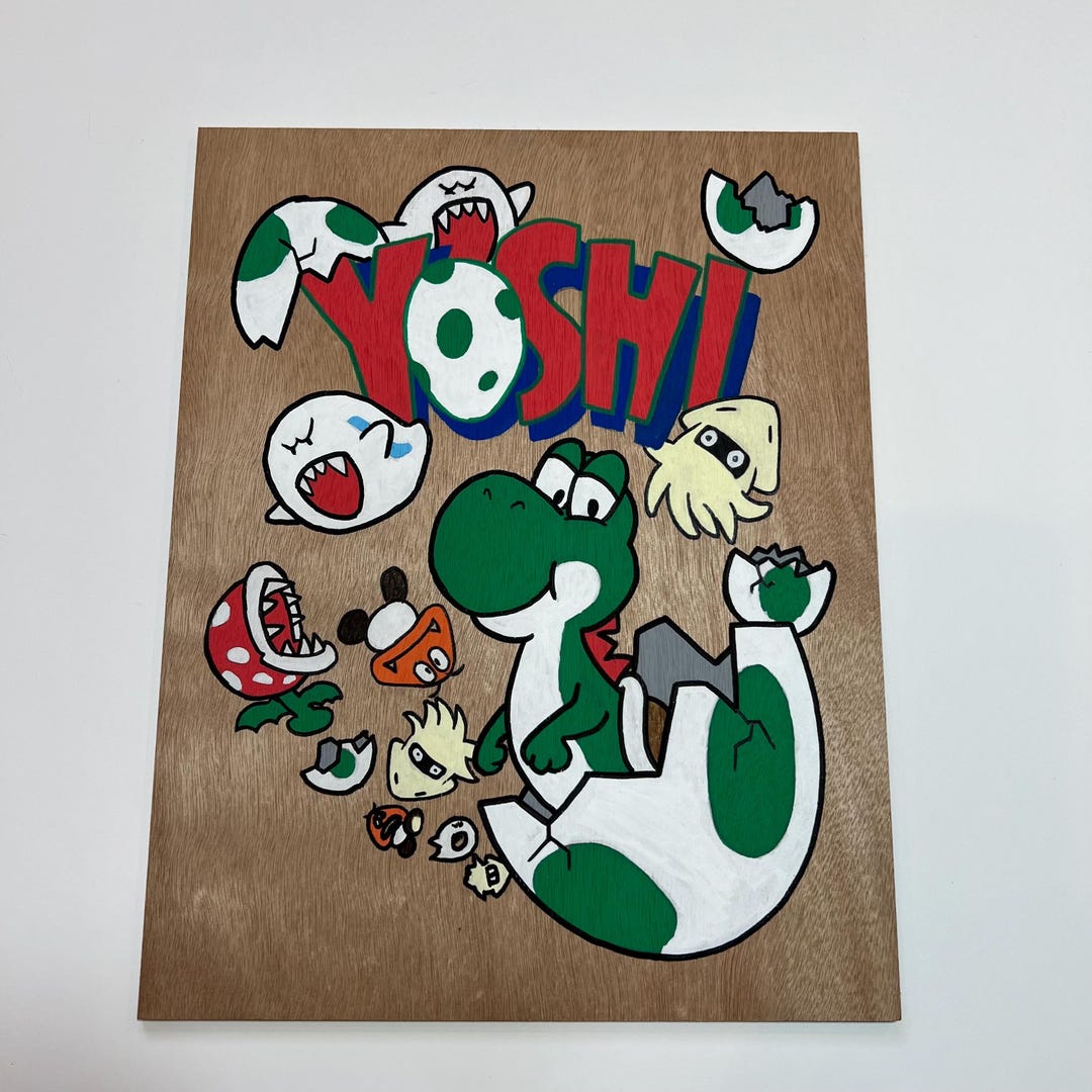 Yoshi Acrylic Paint Pen Art on Wood Panel - Etsy