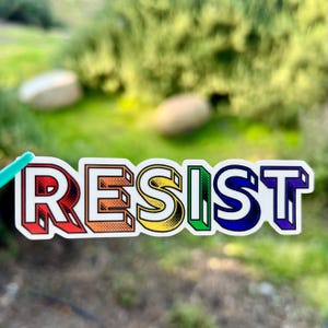 RESIST Rainbow TRANSPARENT Vinyl Sticker Quote Motivational Pride - Etsy