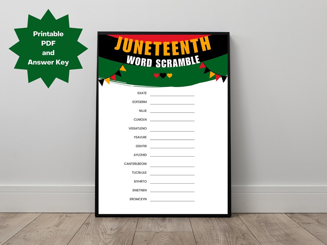 Juneteenth Word Scramble: Black History Activity (PDF) - Etsy
