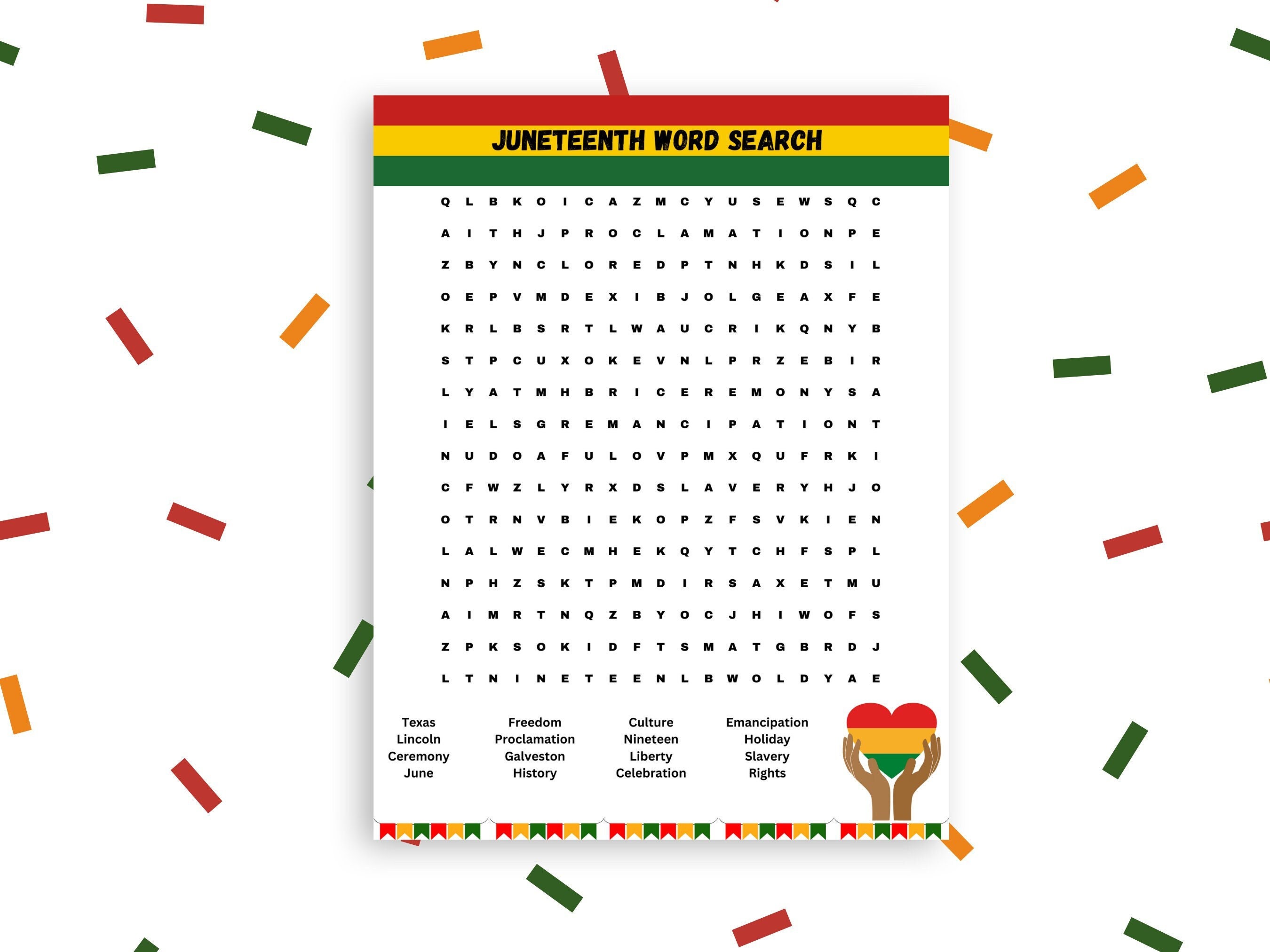Juneteenth Word Search Printable Juneteenth Activity Black History - Etsy