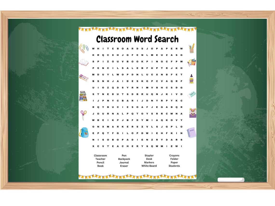 Classroom Word Search Kids Activity Handout Word Game Printable - Etsy