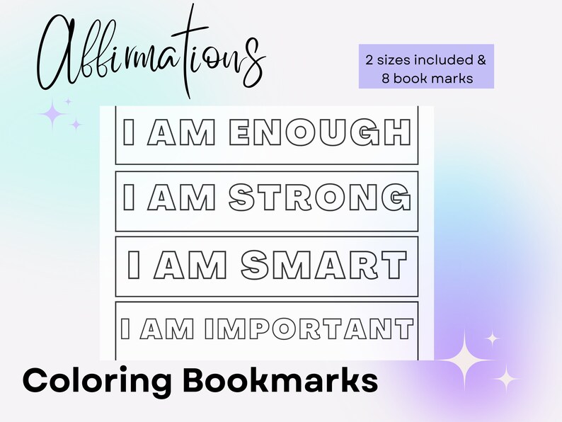 Affirmations Coloring Bookmarks: Kids Activity (digital Download) - Etsy