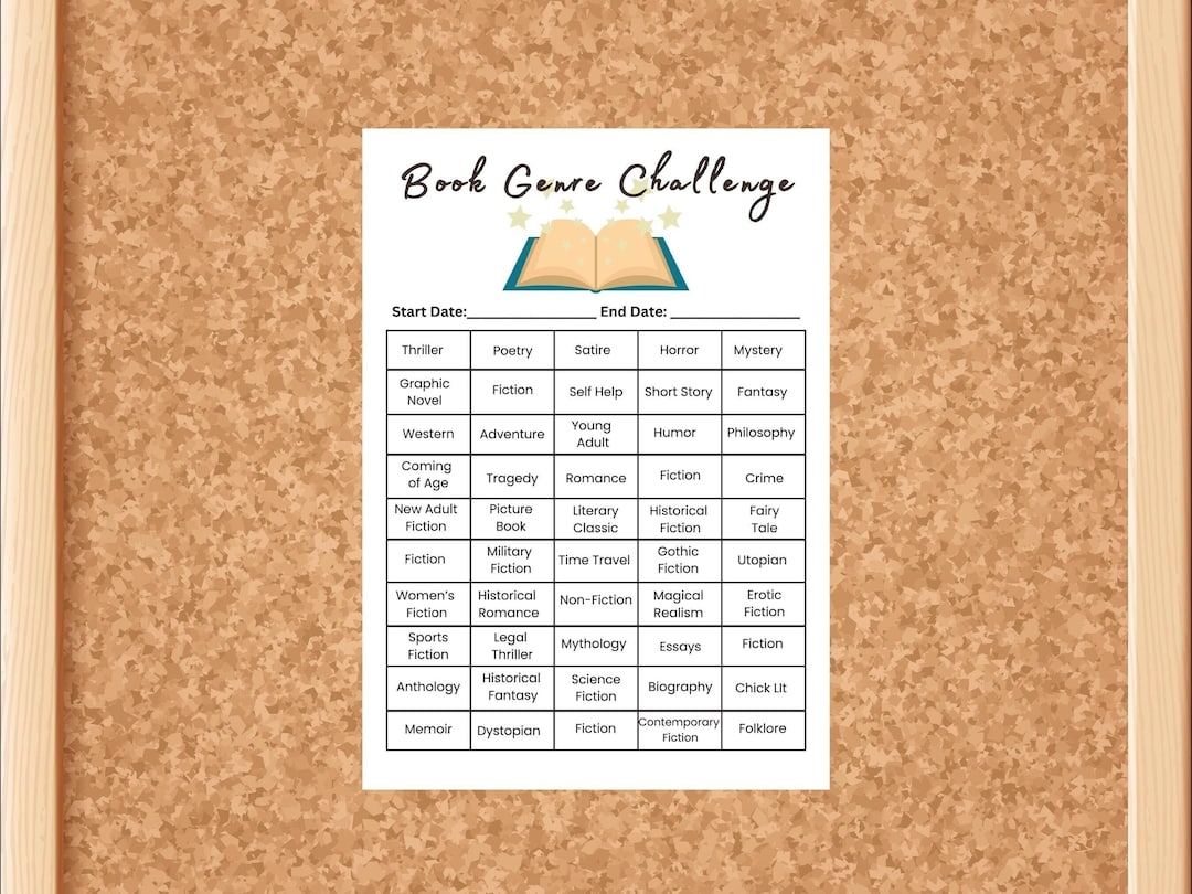 Book Genre Challenge| Reading Challenge| Reading Tracker| Book Tracker ...