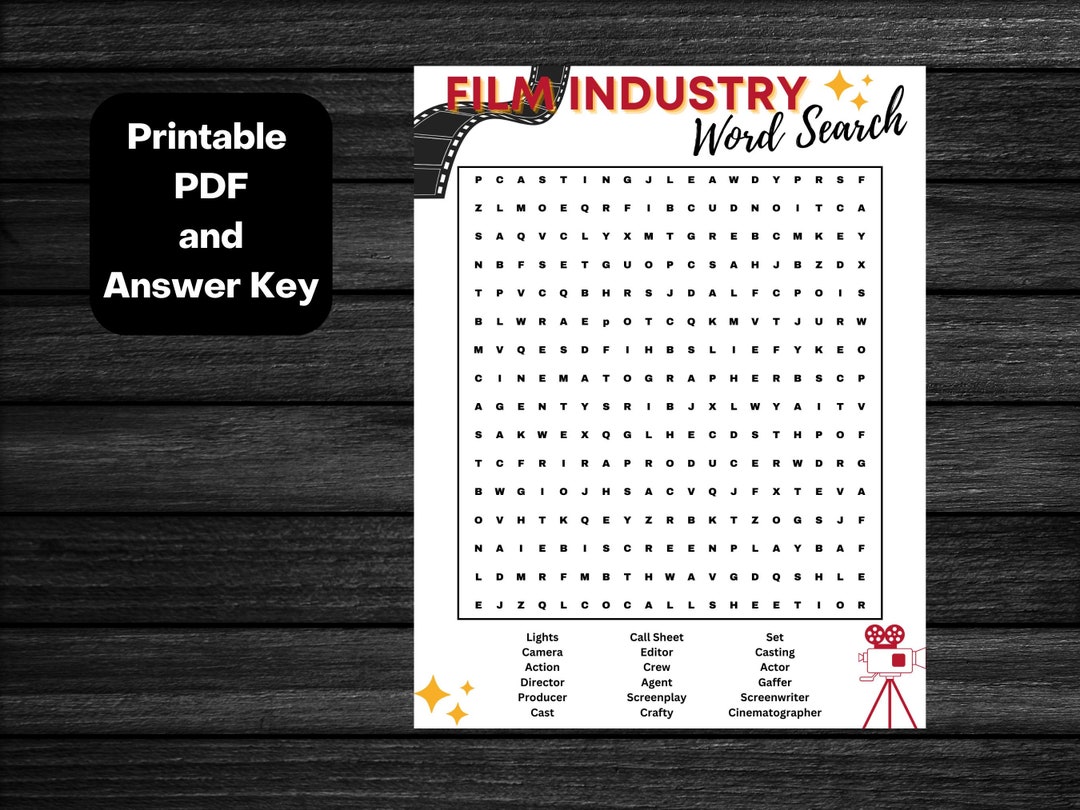 Film Industry Word Search| Movie Industry Activity| Filmmaking ...