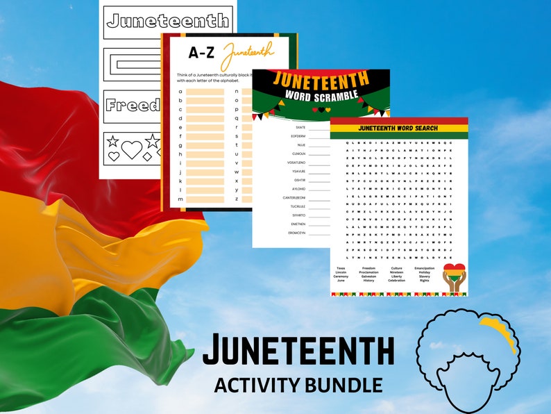 Juneteenth Activity Bundle: Word Search, Scramble, A-Z Game (printable ...