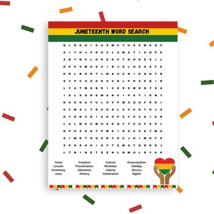 Juneteenth Word Search Printable Juneteenth Activity Black History - Etsy