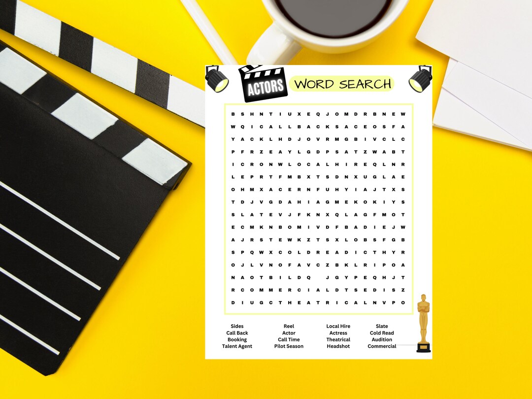 Actors Word Search Acting Activity Actors Handout Printable word Game ...