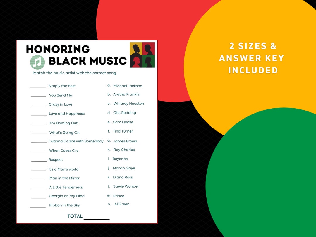 Black Music Matching Game Black History Matching Activity Birthday ...
