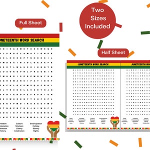 Juneteenth Word Search Printable Juneteenth Activity Black History - Etsy