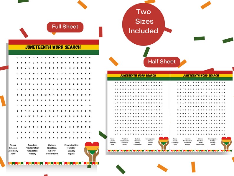 Juneteenth Word Search Printable Juneteenth Activity Black History - Etsy