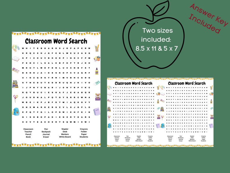 Classroom Word Search Kids Activity Handout Word Game - Etsy