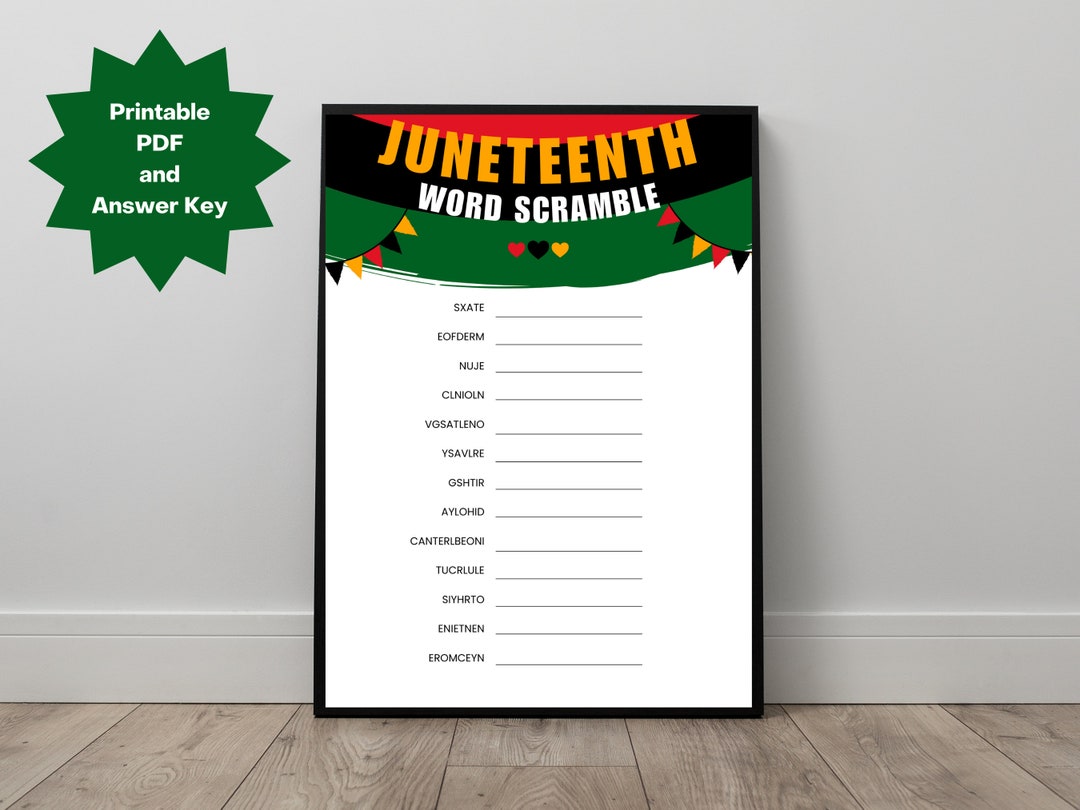 Juneteenth Word Scramble Black History Printable Activity Black History ...