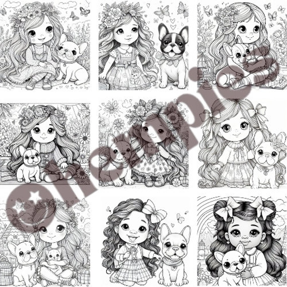 Frenchie Coloring Book With Little Girls - Etsy