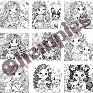 Frenchie Coloring Book With Little Girls - Etsy