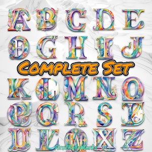 Watercolor Font Lettering - Complete Alphabet Set | Colorful English ...