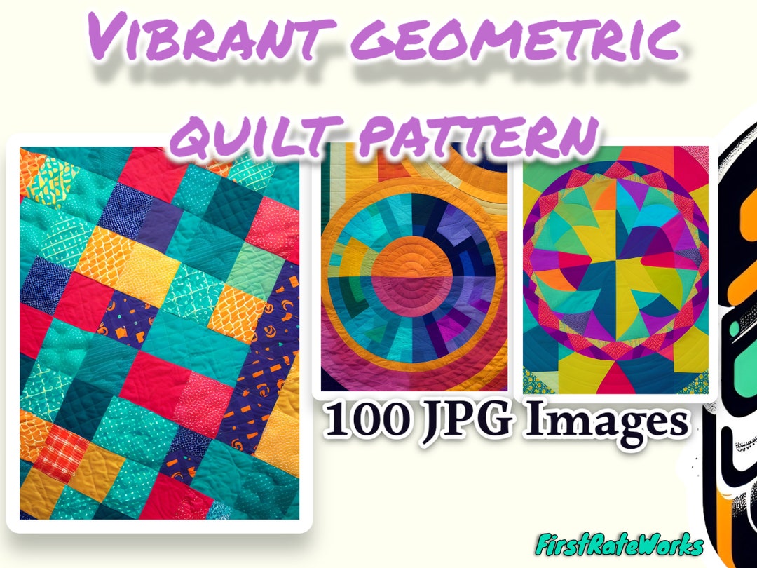 Geometric Quilt Patterns - Vibrant Patchwork Quilt Graphics - Retro ...
