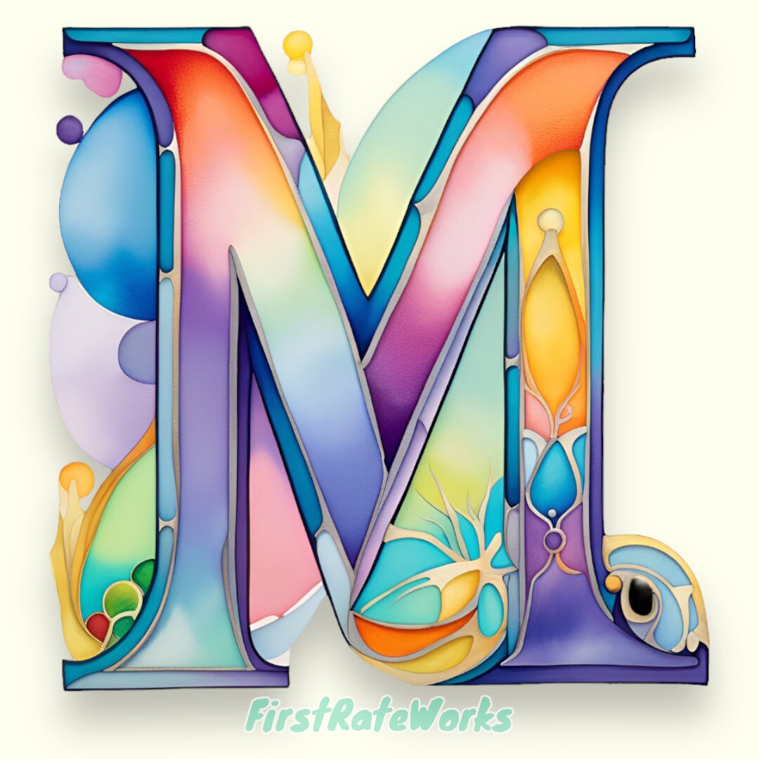 Watercolor Font Lettering - Complete Alphabet Set | Colorful English ...