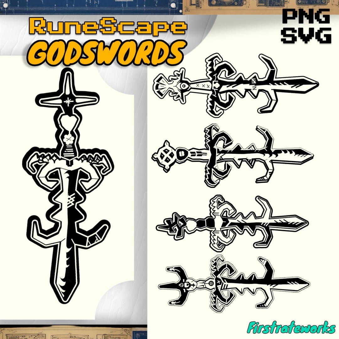 Premium OSRS Godsword Weapon Set of 5 SVG and PNG Files - Old School ...