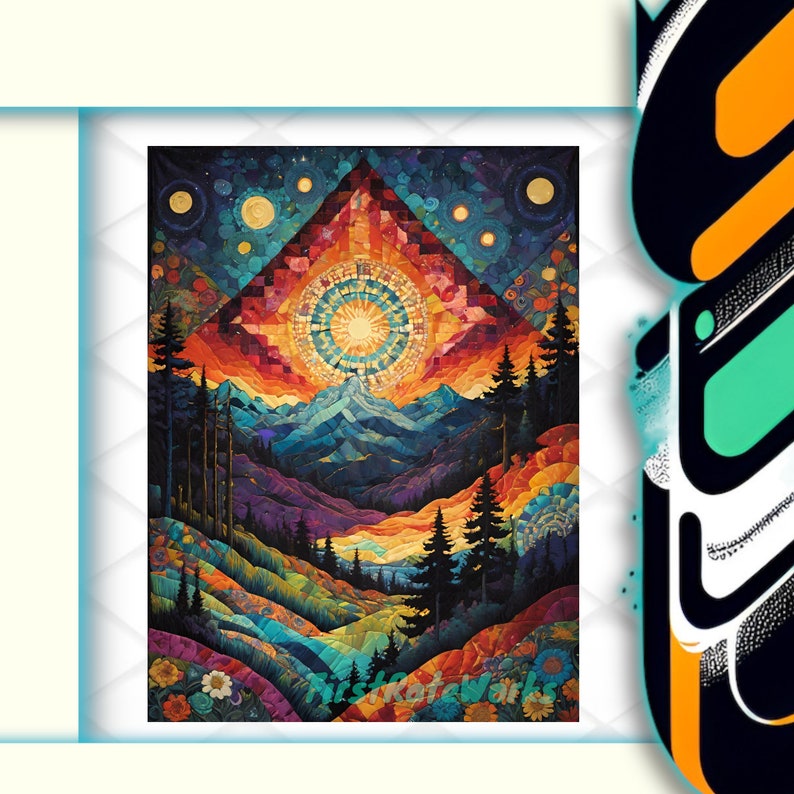 Vibrant Psychedelic Quilt Patterns Nature Theme Patchwork Quilts ...