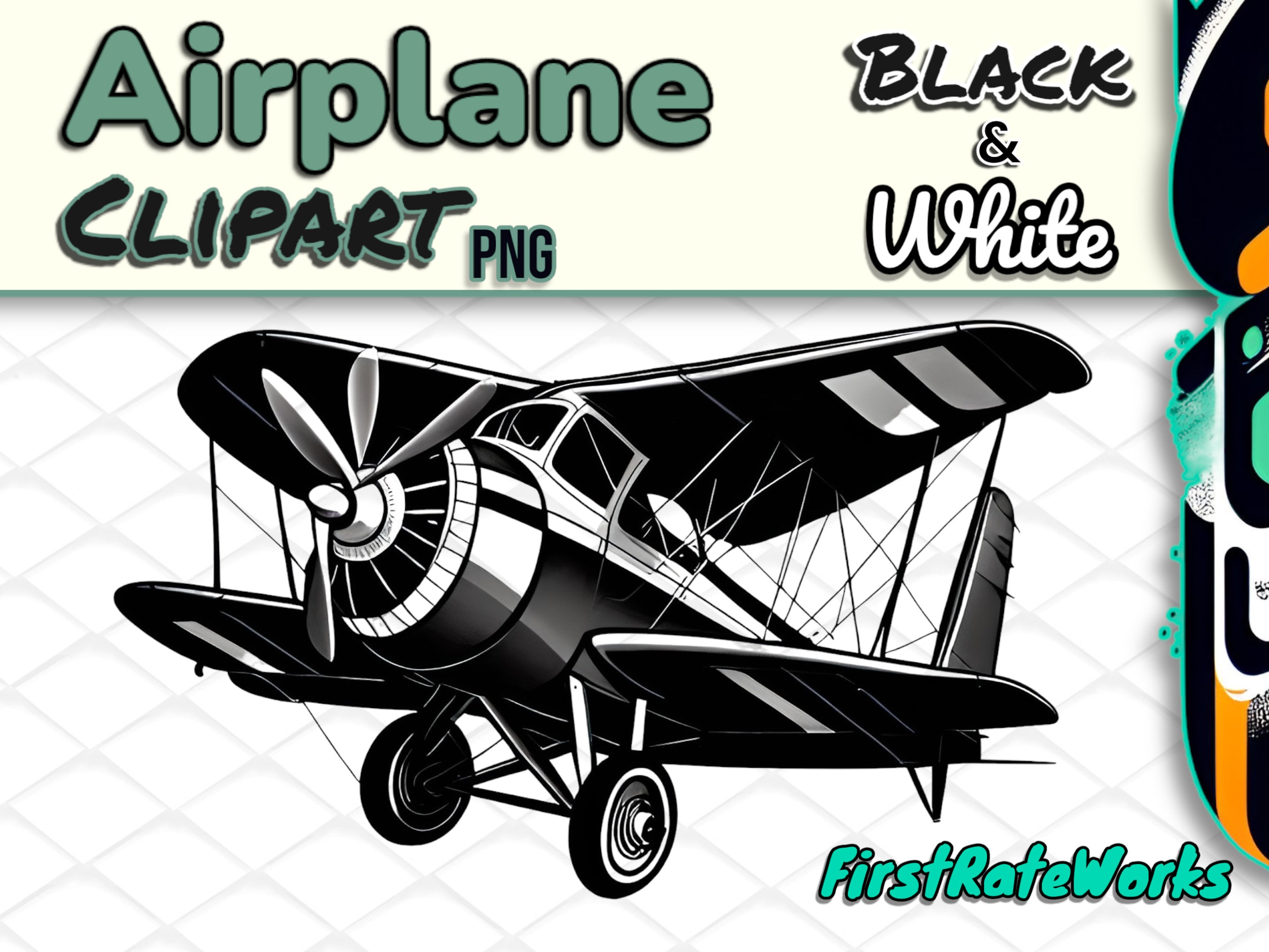 Antique Airplane Clipart Digital Download Png Biplane Flying Plane ...