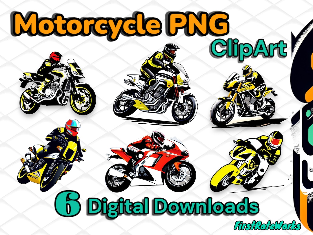 Motorcycle Racing Clipart Bundle 6 High-speed PNG Digital Download ...