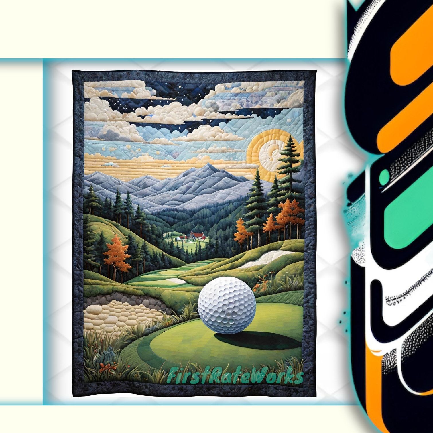 Golf Quilt Patterns - Patchwork Golfing Art - Golf Course Landscape ...