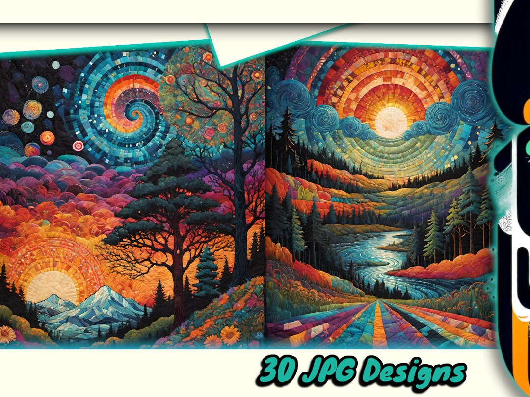 Vibrant Psychedelic Quilt Patterns - Nature Theme Patchwork Quilts ...