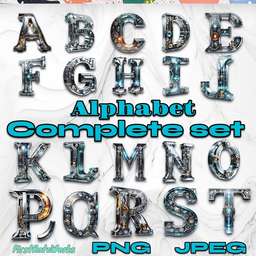 Robot Mechanism Font Lettering - Complete Alphabet Set | Robot Gears ...