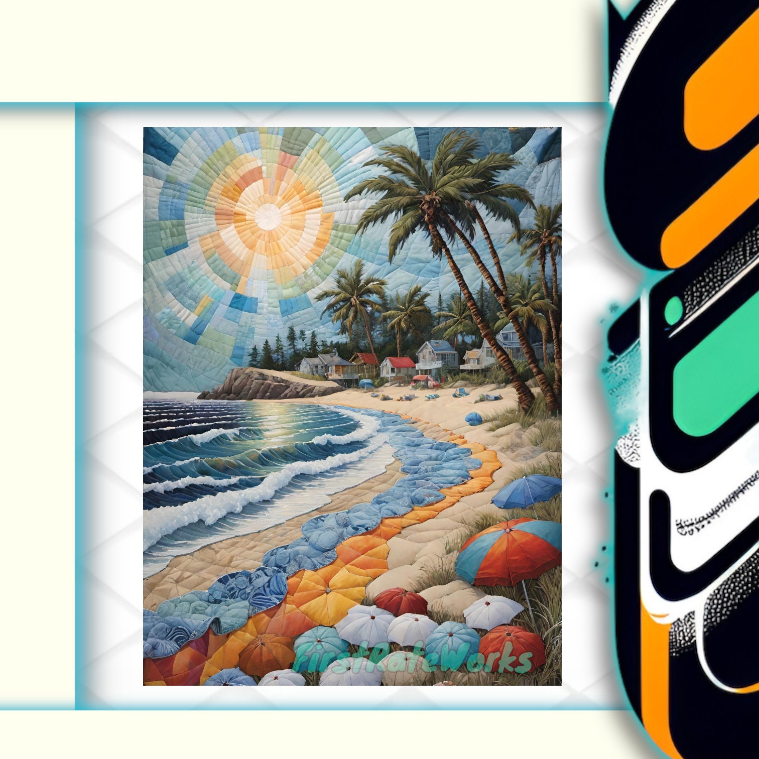 Beach Quilt Patterns - Patchwork Ocean Scenery - Coastal Wall Art ...