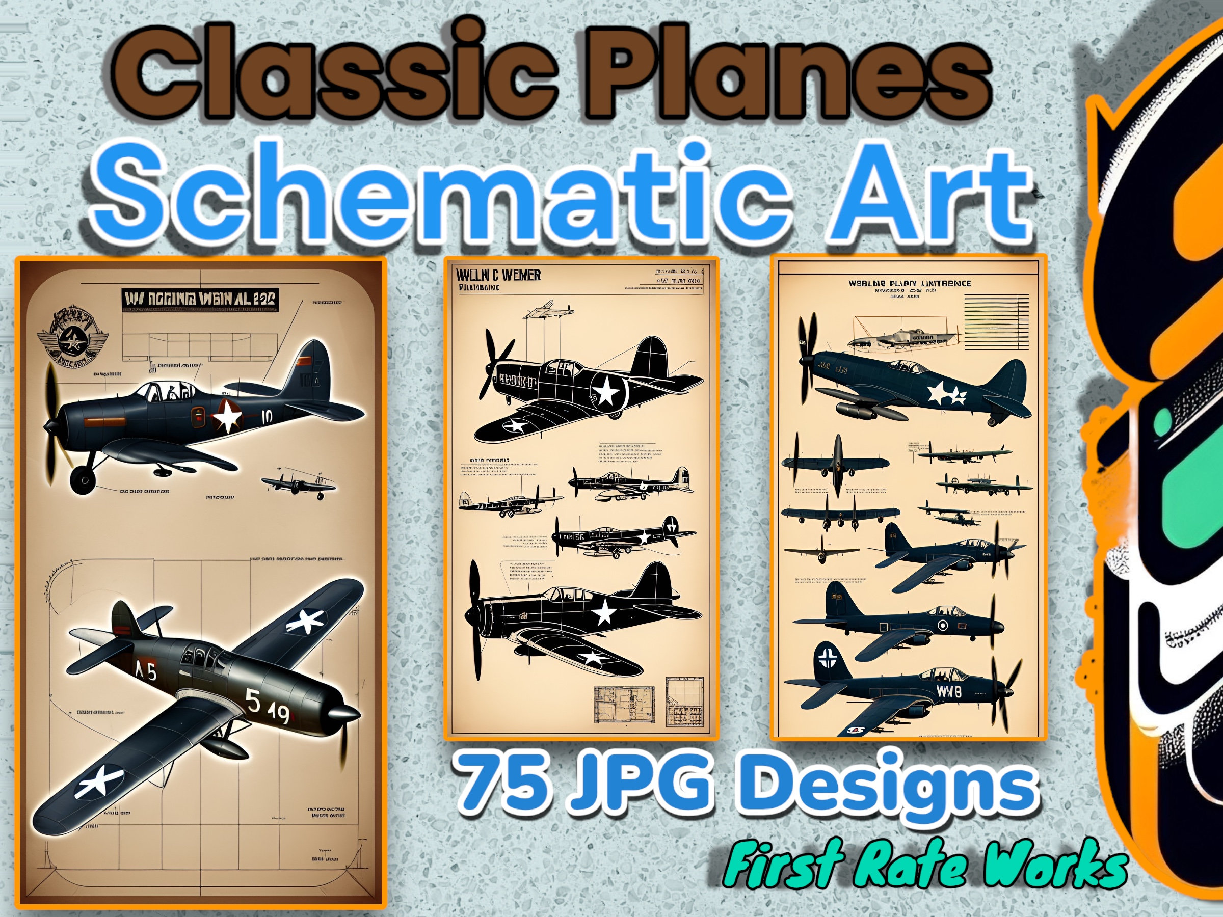 WW2 Plane Art Blueprint - Aviation Map Prints | Vintage Schematic ...