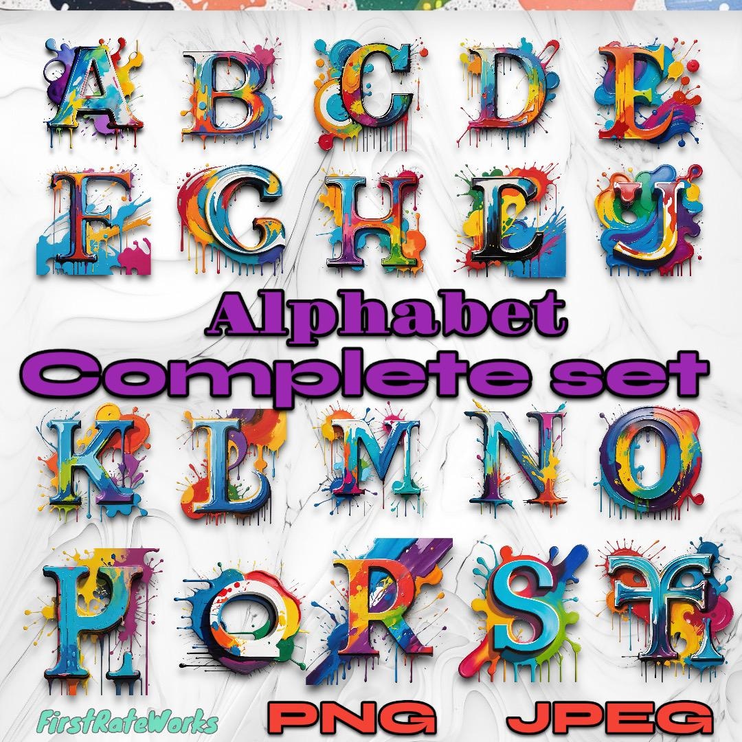 Graffiti Paint Font Lettering - Complete Alphabet Set | Paint Splash ...
