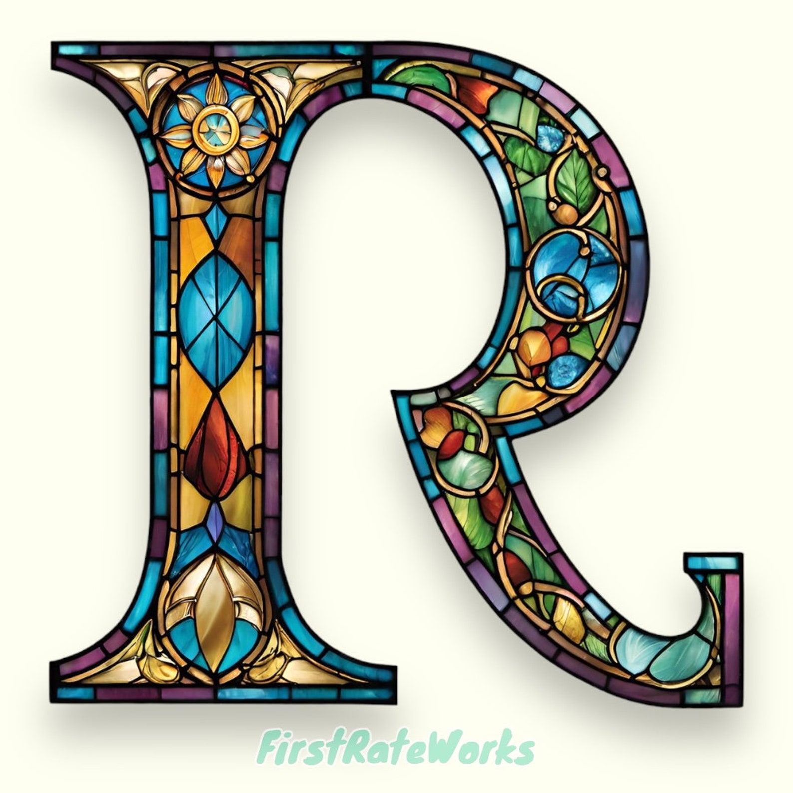 Stained Glass Font Lettering - Complete Alphabet Set | Decorative ...